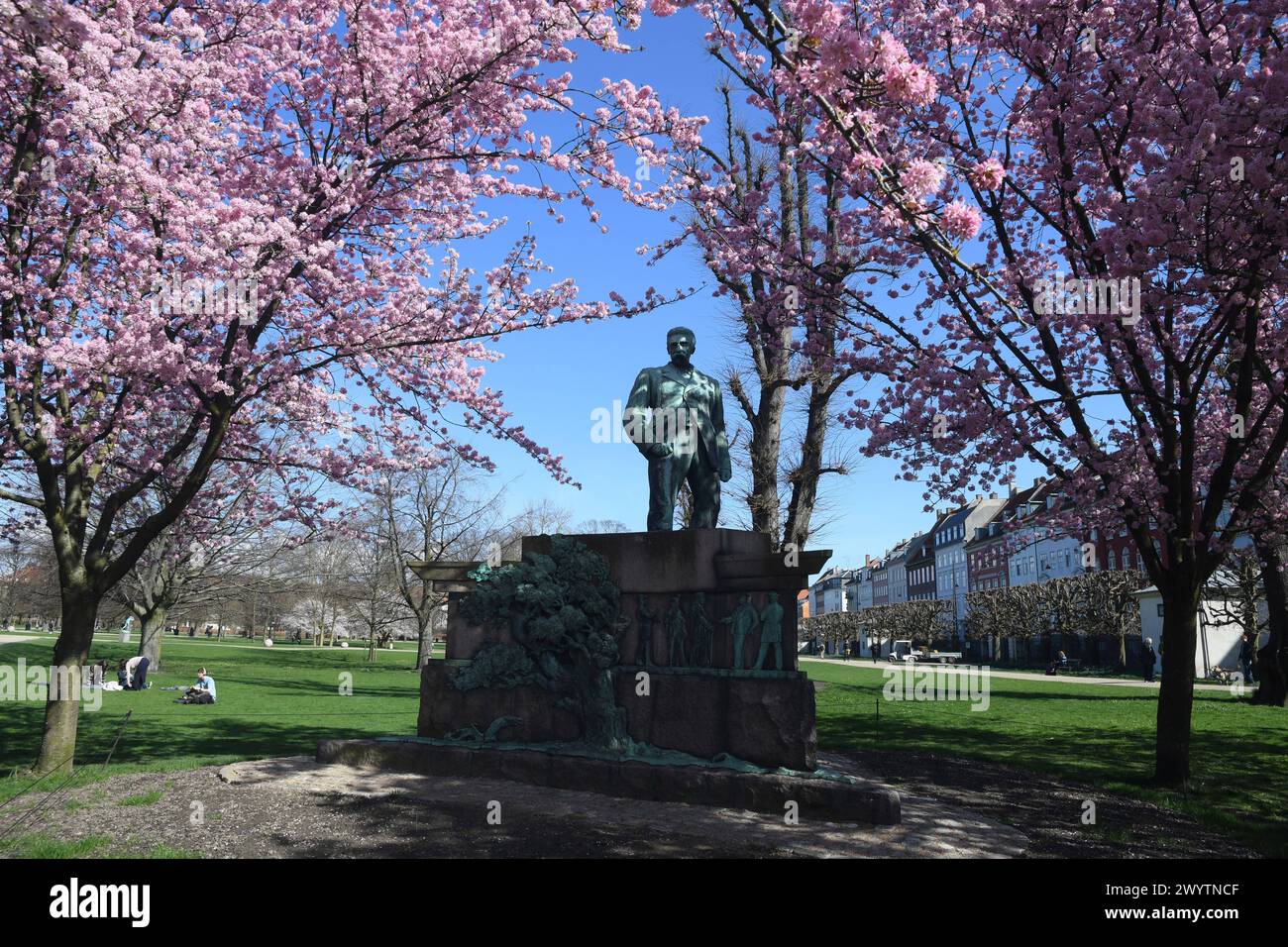 Copenhagen/ Denmark/08 April 2024/Statue of Viggo Lauritz covered with ...