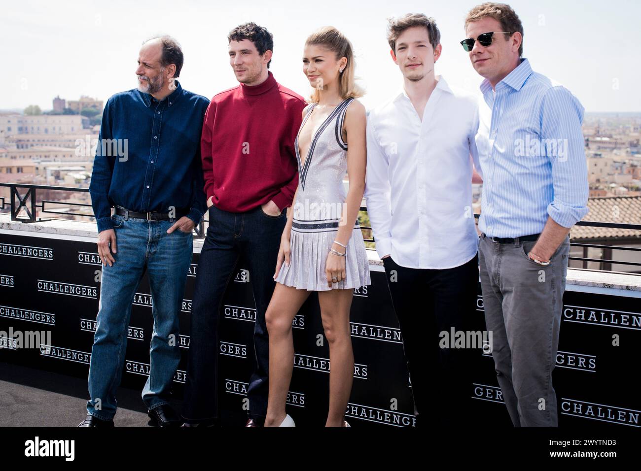 ROME, ITALY - APRIL 08: Zendaya, Luca Guadagnino, Josh O'Connor, Mike ...