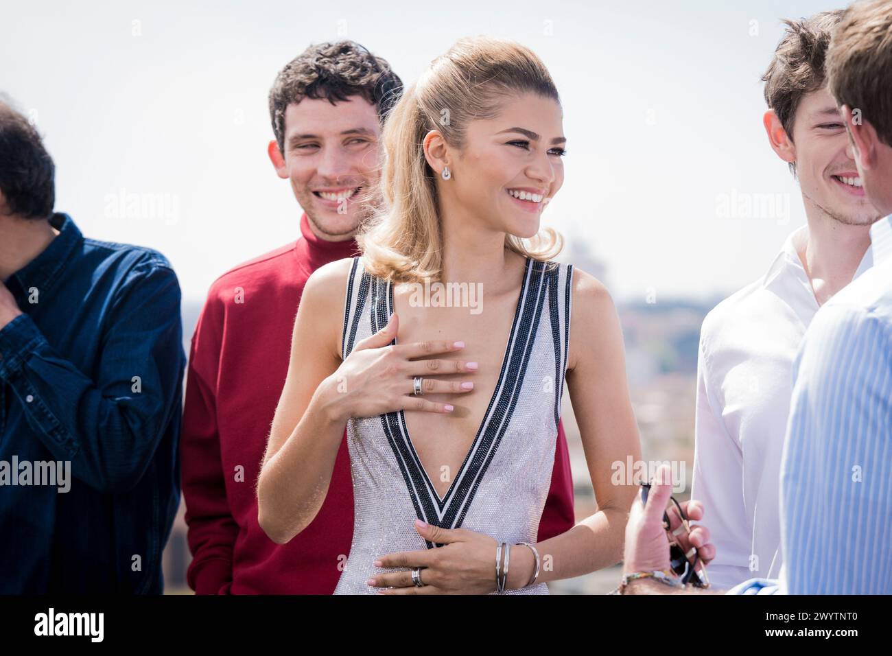 ROME, ITALY - APRIL 08: Zendaya, Luca Guadagnino, Josh O'Connor, Mike ...