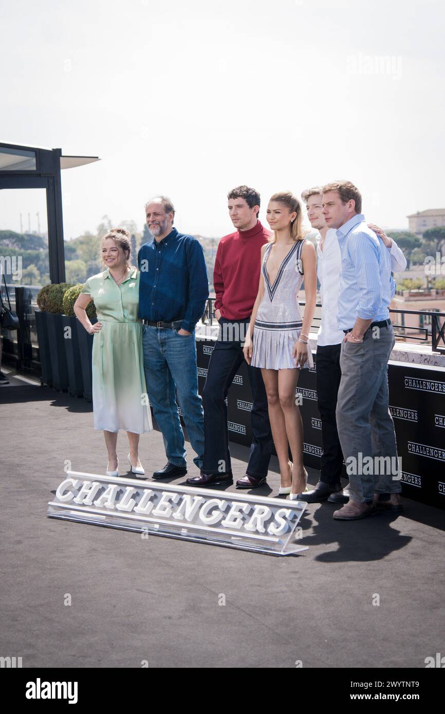 ROME, ITALY - APRIL 08: Zendaya, Luca Guadagnino, Josh O'Connor, Mike ...