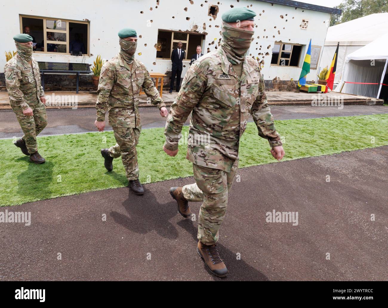 Kigali, Rwanda. 08th Apr, 2024. Belgian soldiers seen during a ...
