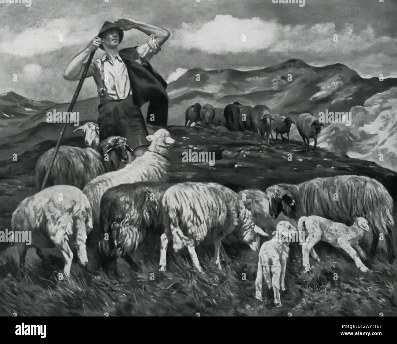 Searching Shepherd," by Rudolf Otto, circa 1943, features a shepherd ...