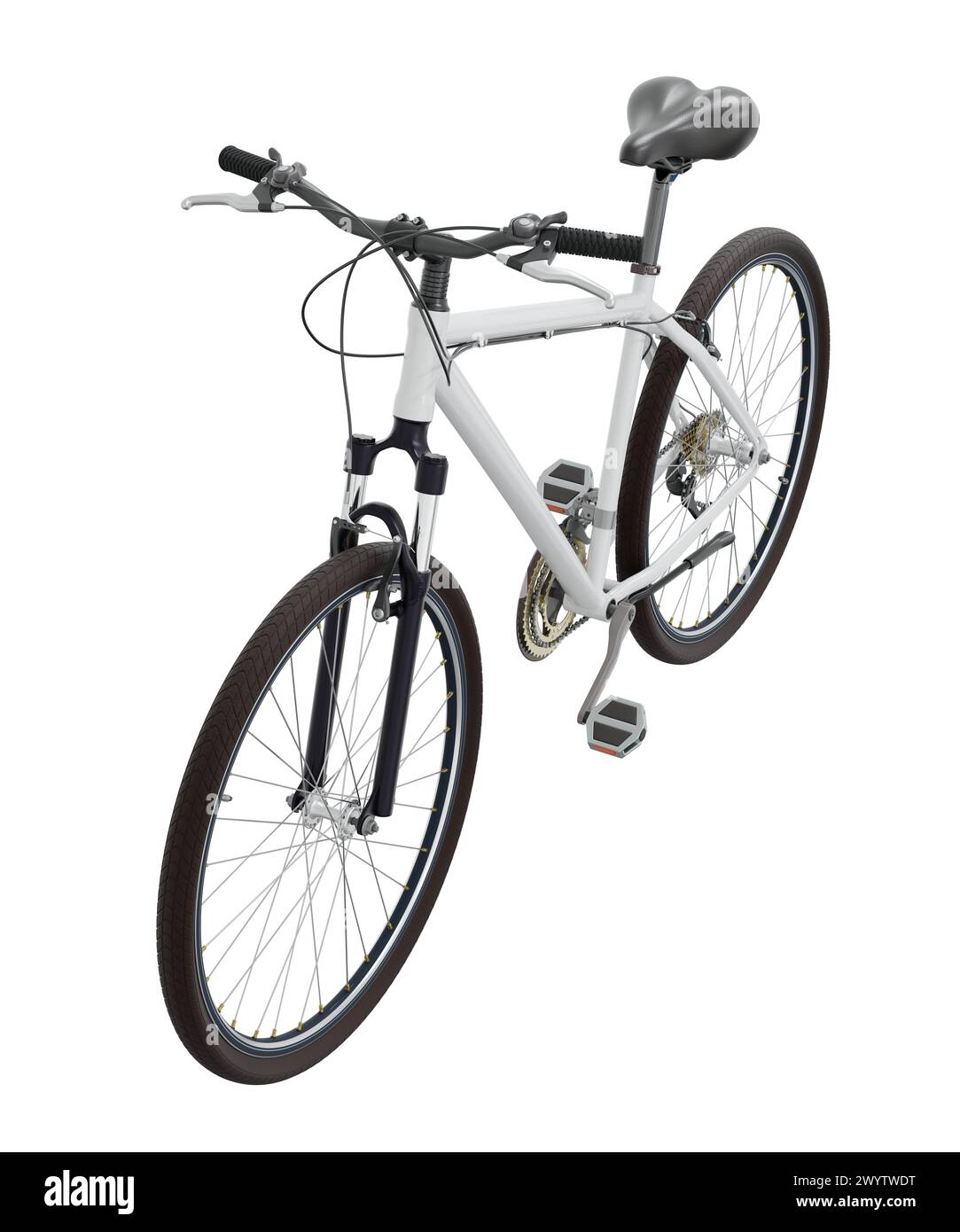 White bicycle, front side view with shadow, 3D illustration Stock Photo ...