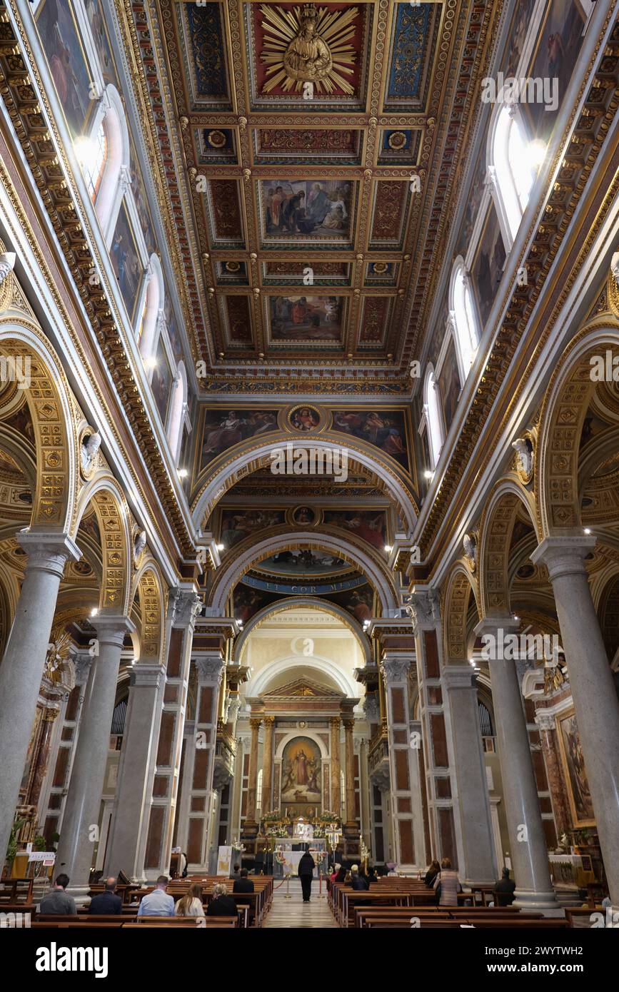 THE CEILING AND THE CENTRAL NAVE OF THE BASILICA SACRO CUORE DI GESU ...