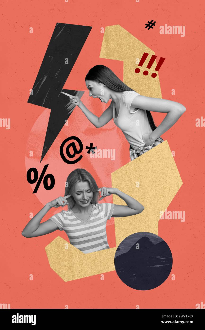 Composite collage picture image of screaming female argument hater ...
