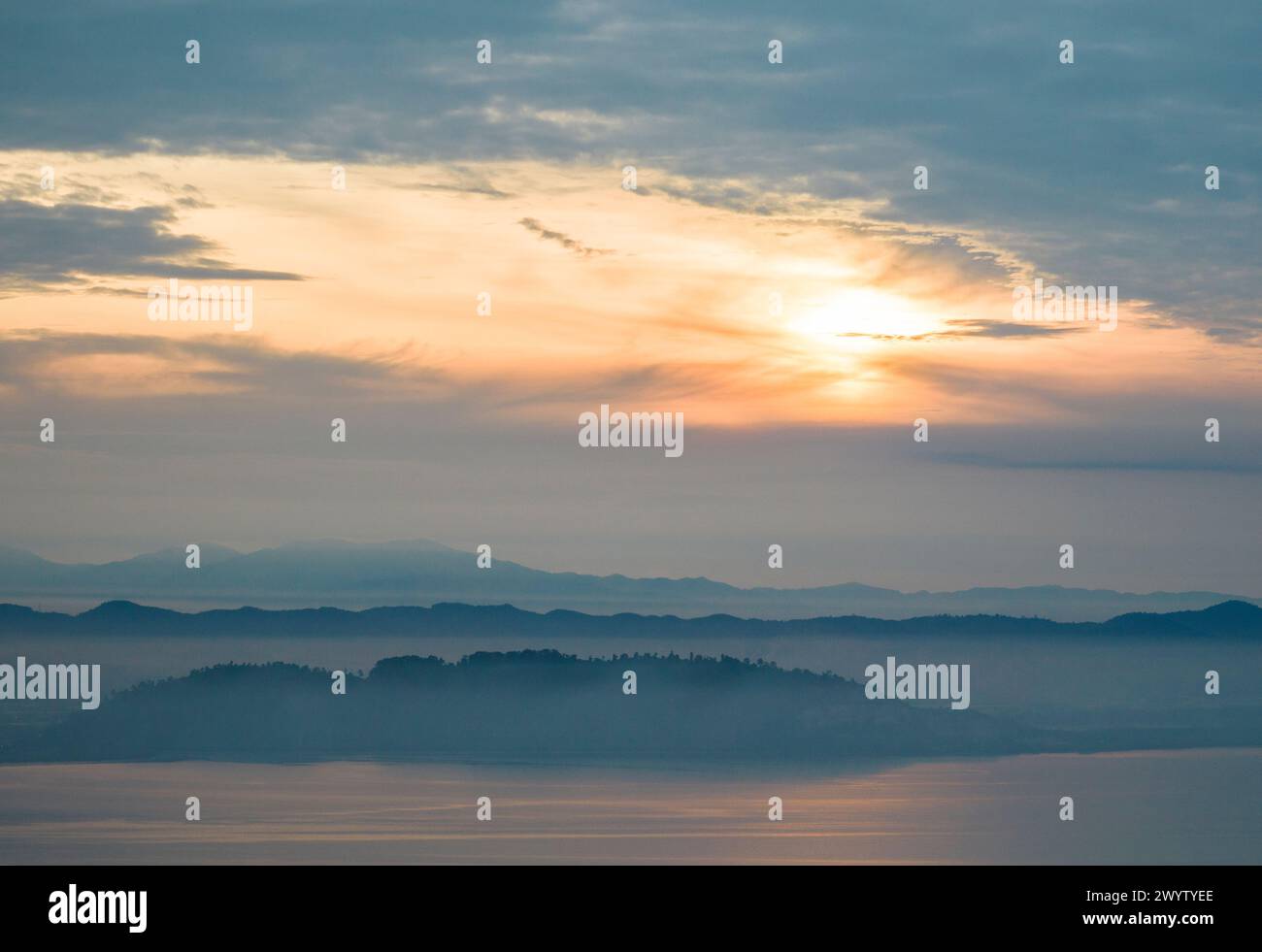 Aerial view of Penang Bridge at dawn, Gelugor, Pulau Pinang, Penang ...