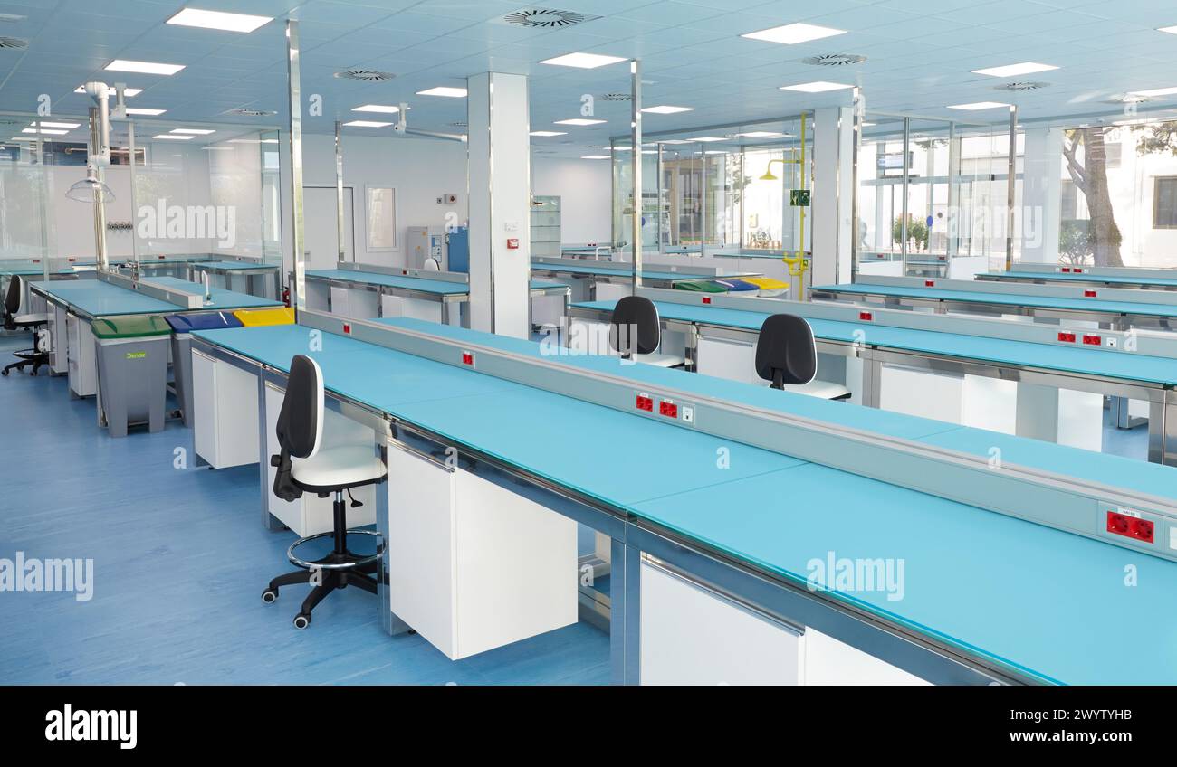 Bio pharmaceutical laboratory. Empty chemical laboratory. Barcelona ...
