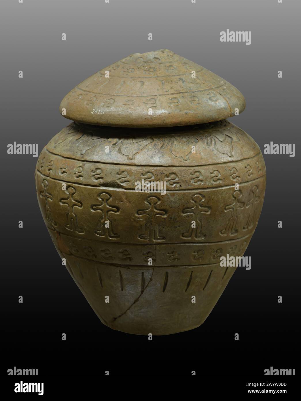 Twin-conical ossuary with impressed decorations. Villanovan culture ...