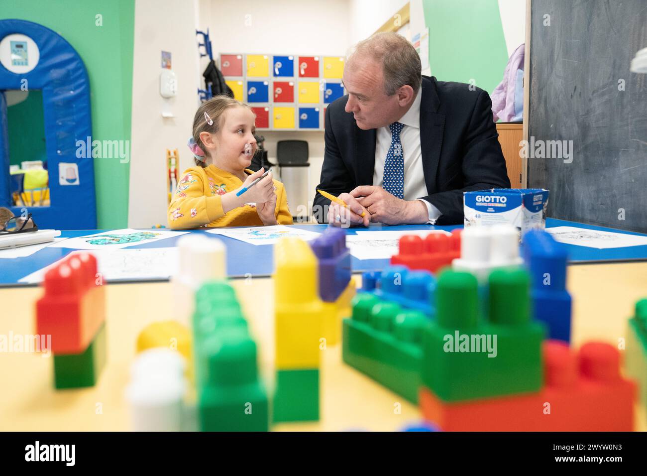 Liberal Democrat Leader Sir Ed Davey meets seven year old Isabelle ...