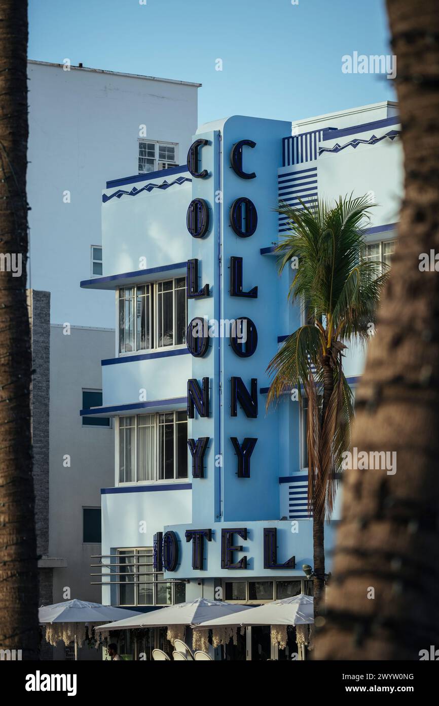 Exterior of Colony Hotel, South Beach, Miami, Dade County, Florida, USA ...