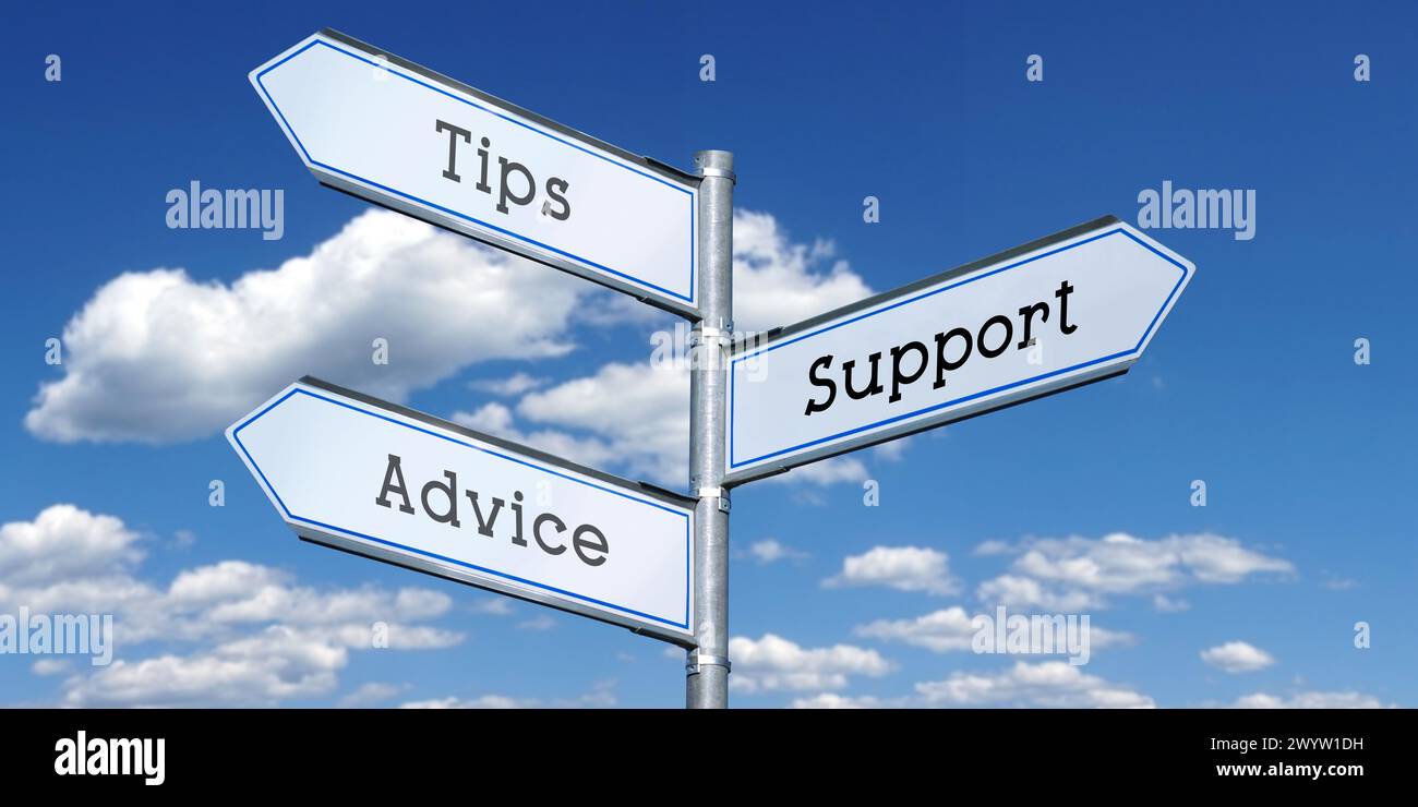 Advice help support tips signpost hi-res stock photography and images ...