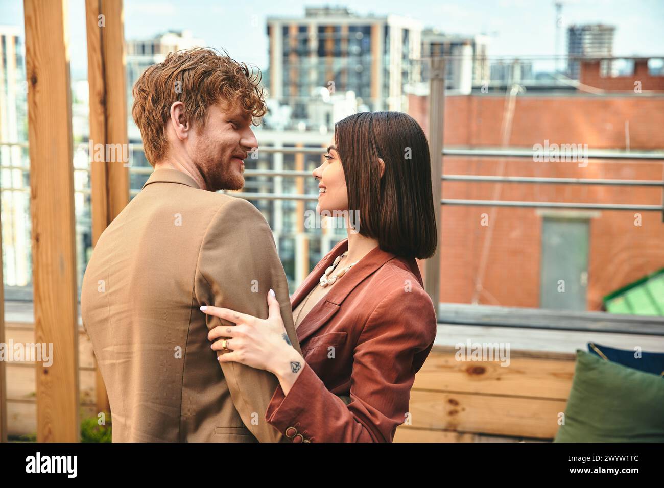 A man and a woman, standing side by side, embodying unity and diversity ...