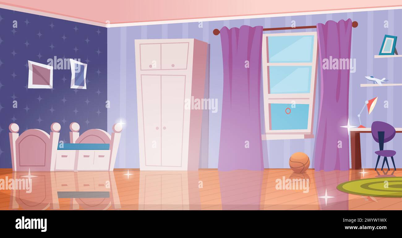Clean kids room. interior of home playground for kids vector cartoon ...