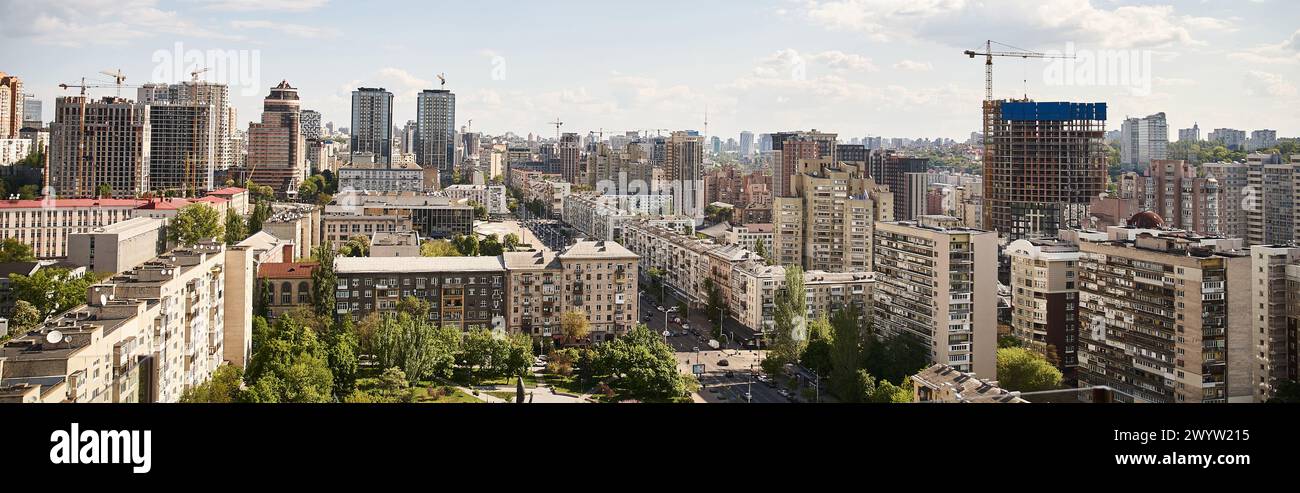A stunning view of a city filled with towering skyscrapers, dominating ...