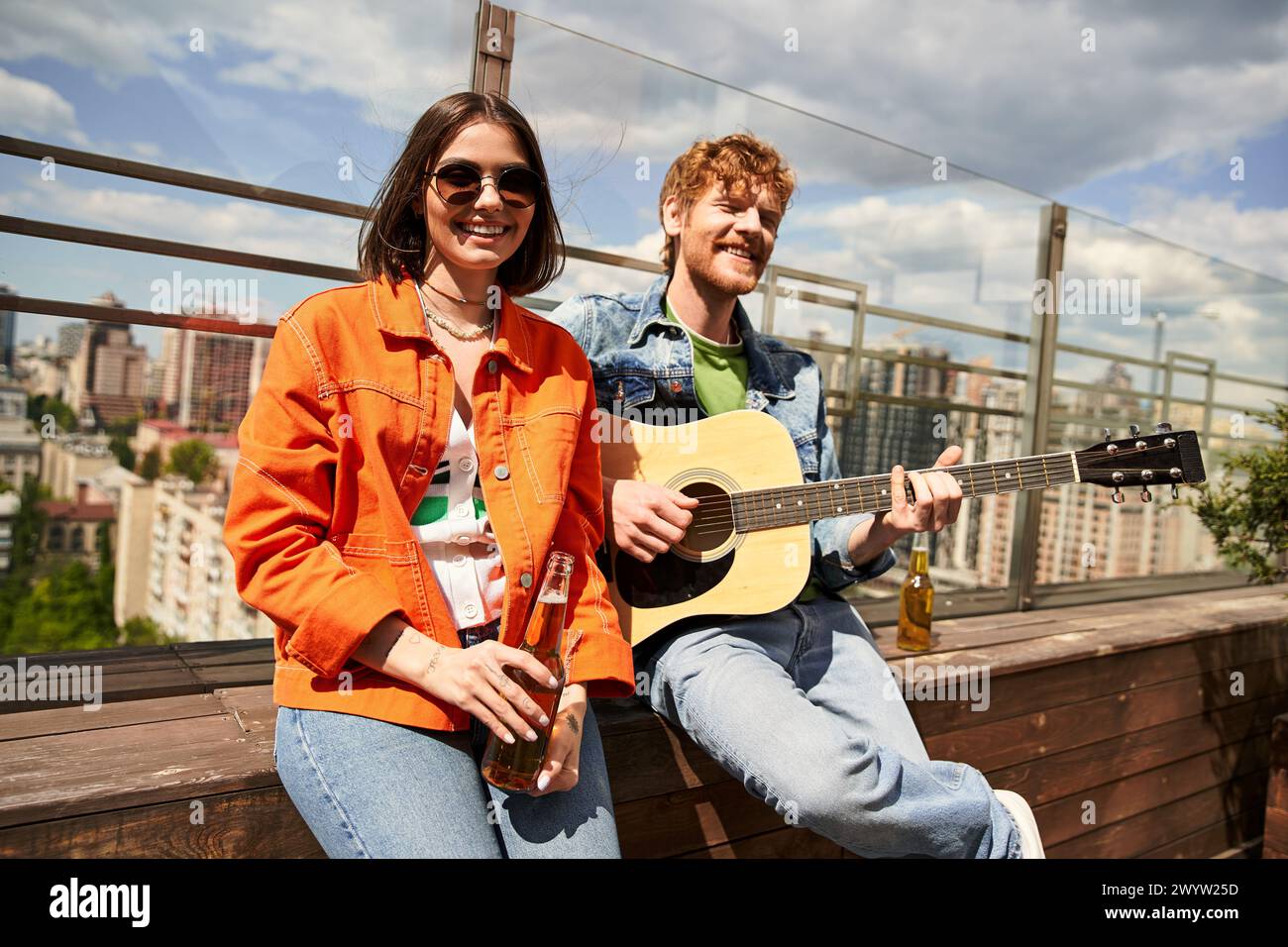 Man serenading woman hi-res stock photography and images - Alamy