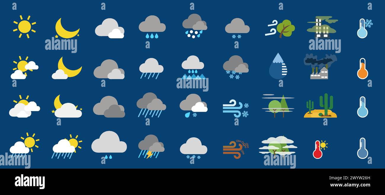 Weather icons. Weather forecast icon set. All seasons weather icon ...