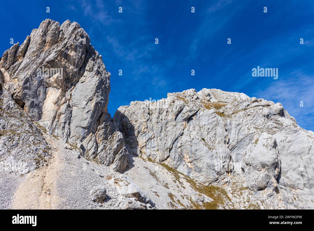 Dolomites mountains rocky peaks scenic landscape. Alpine summits in the ...
