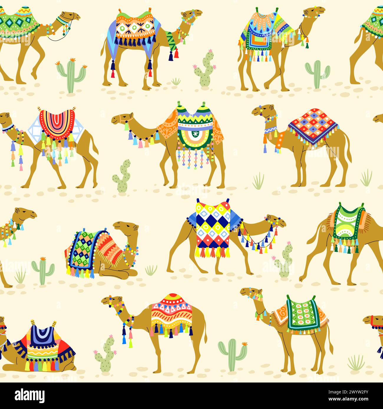 Camel pattern. Seamless background with decorative camels illustrations ...