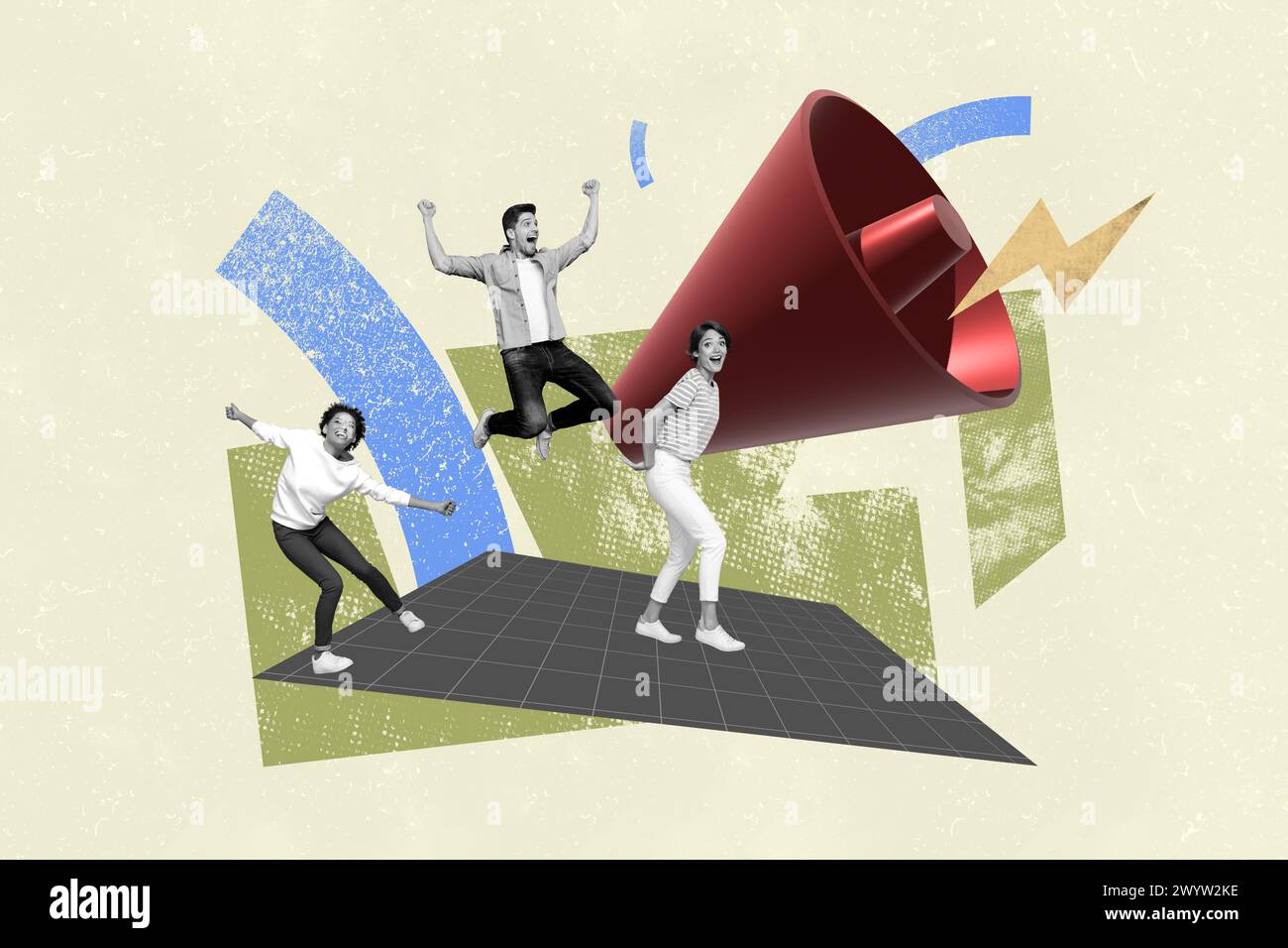 Composite collage picture image of working process startup people toa ...