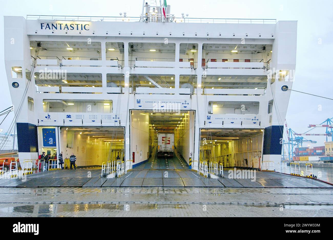 Ferry Barcelona-Genoa line at port of Genoa. Liguria, Italy Stock Photo ...