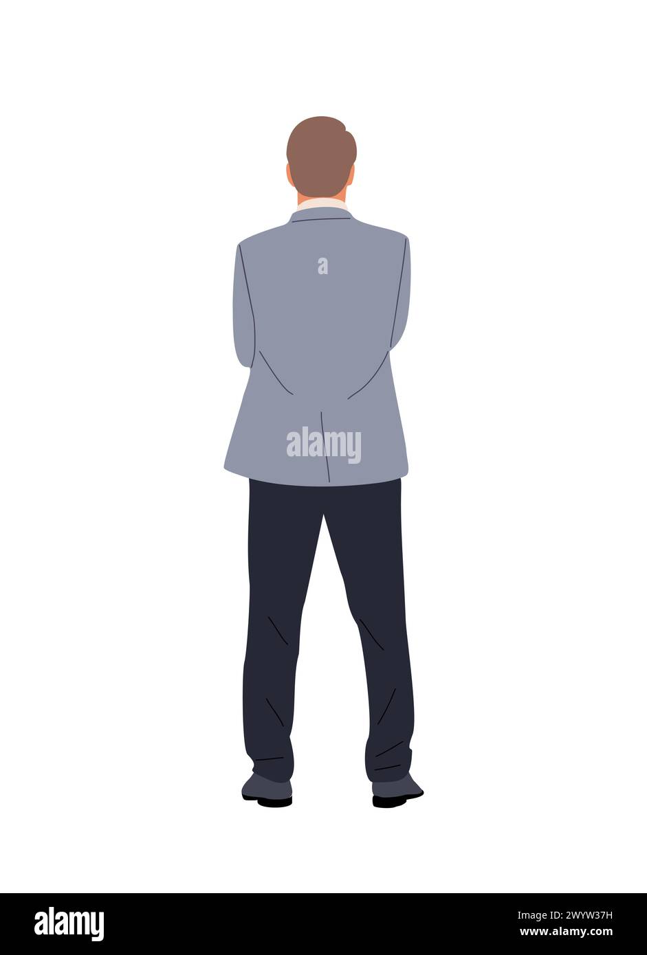 Business man character standing rear view isolated Stock Vector Image ...