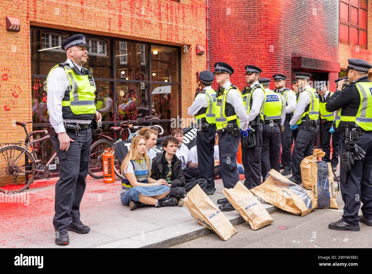 London, UK. 08 APR, 2024. Pro Palestine and members of Just Stop oil ...
