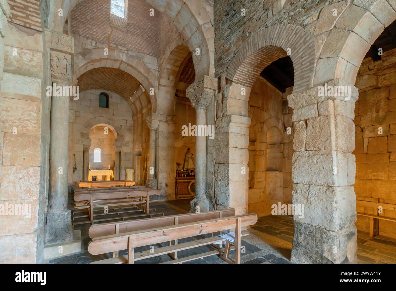 Inside the Visigothic church of St. Peter of the Nave. St. Peter of the ...