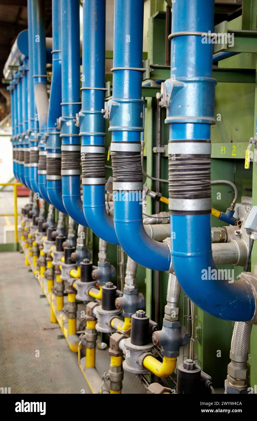 Gas furnace for heating metal parts, Steel industry Stock Photo - Alamy