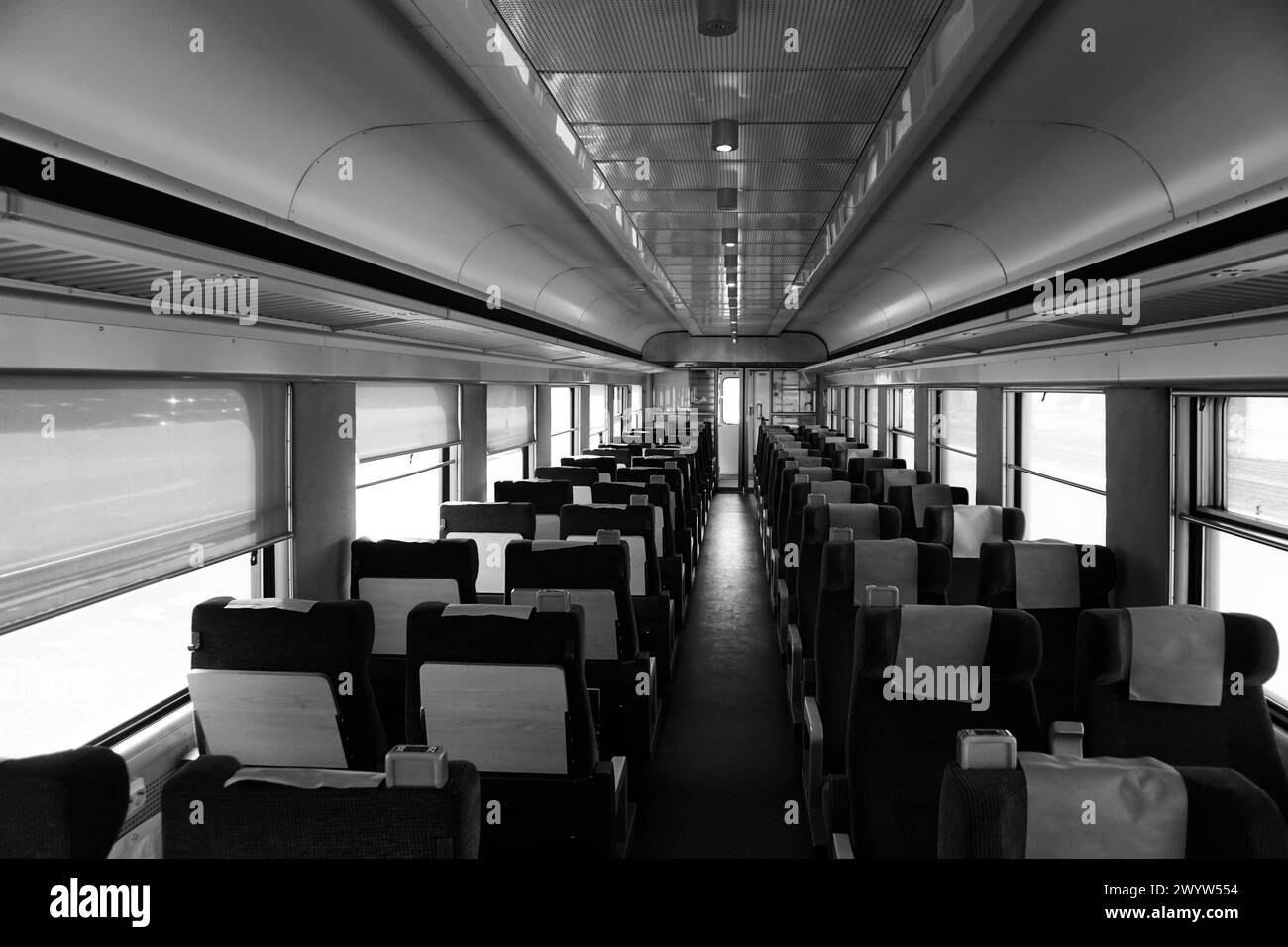 Train inside empty car Black and White Stock Photos & Images - Alamy