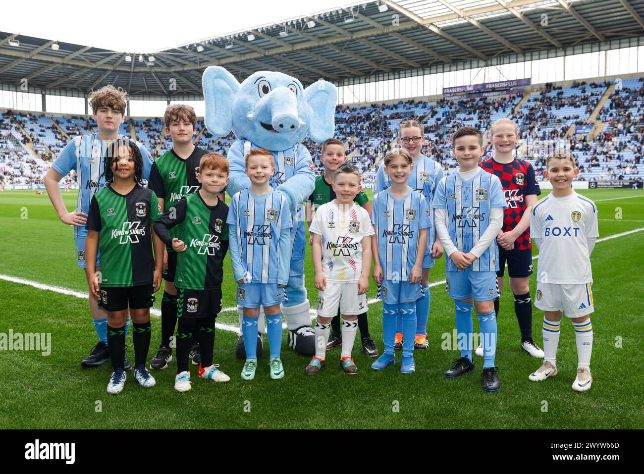 Coventry City matchday mascots with Big Sam ahead of the Sky Bet ...