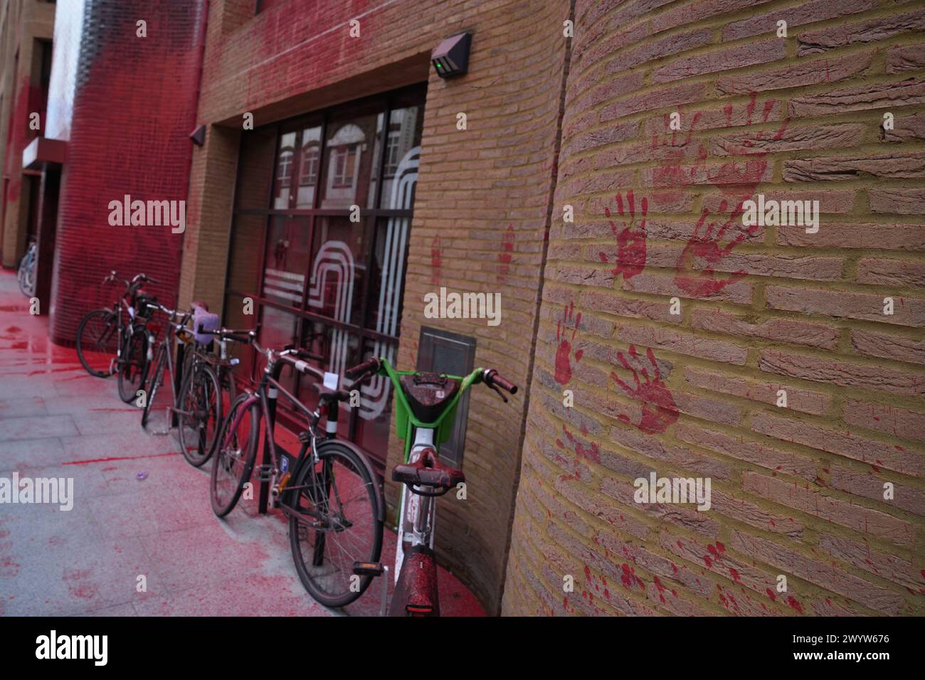 The Labour Party headquarters in London after red paint was thrown over ...