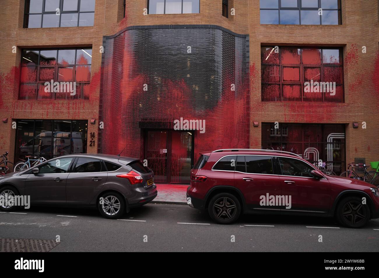 The Labour Party headquarters in London after red paint was thrown over ...