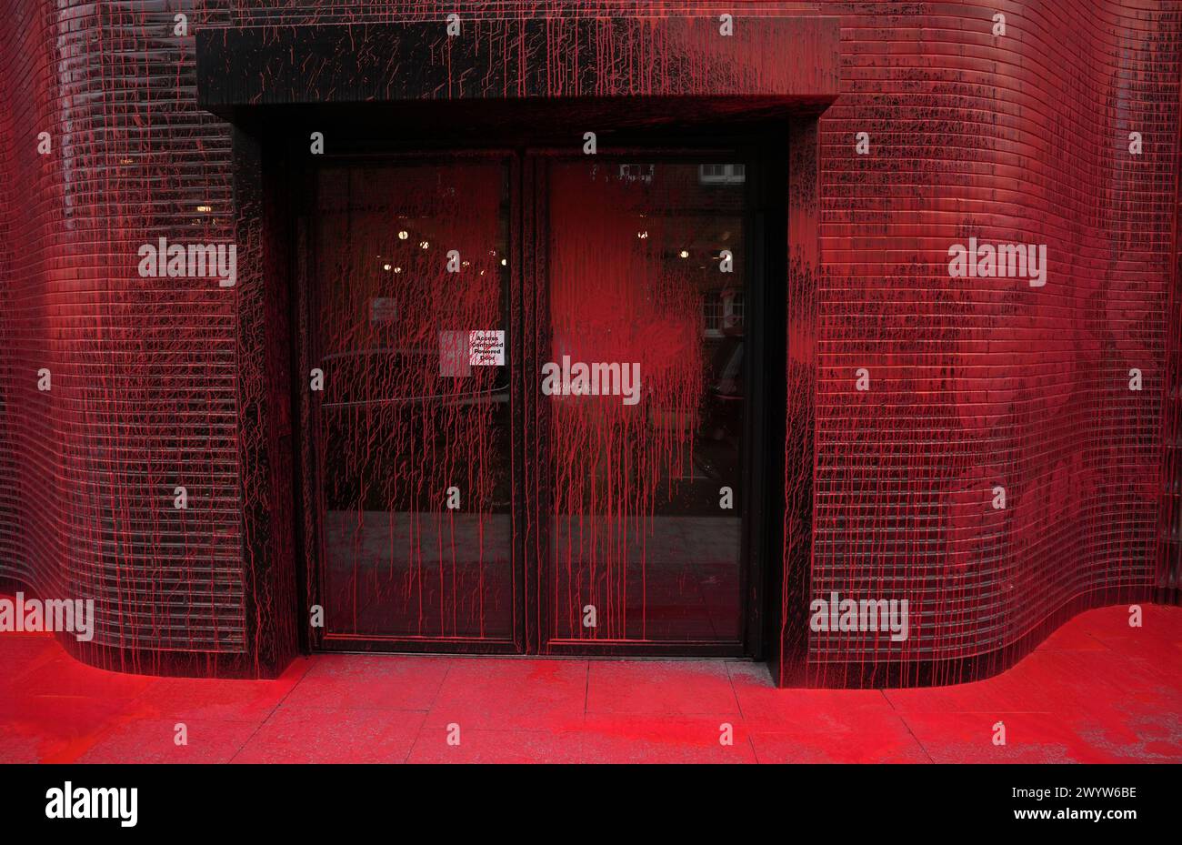 The Labour Party headquarters in London after red paint was thrown over ...