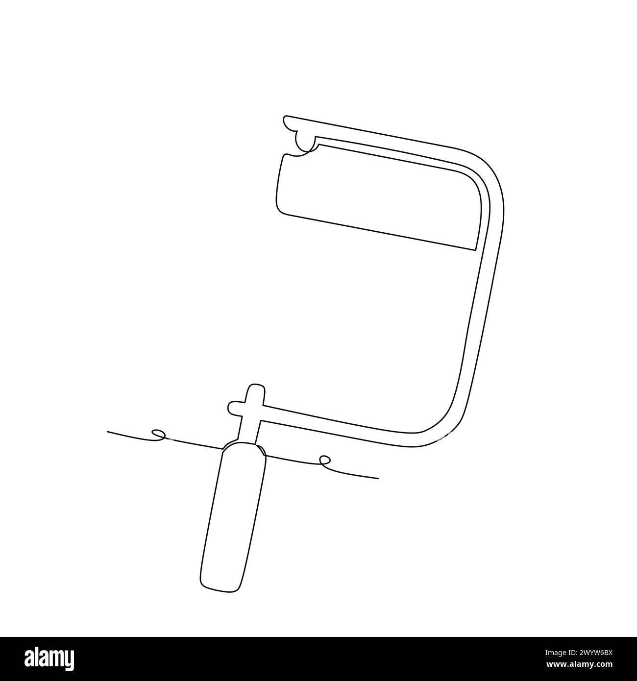 Continuous line drawing of coping saw. Simple flat hand drawn style ...