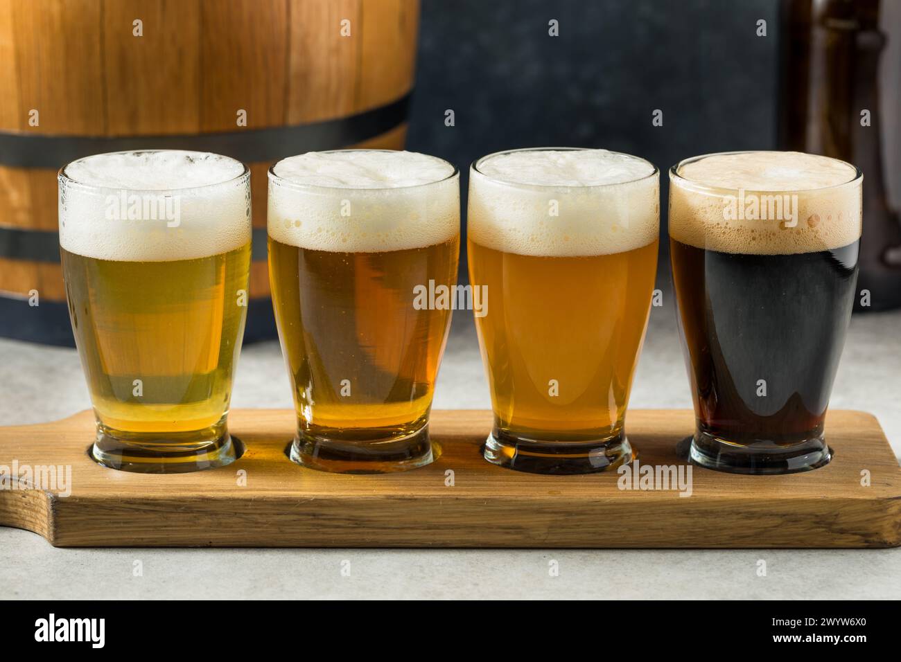 Boozy Refreshing Cold Craft Beer Flight with an IPA and Lager Stock ...