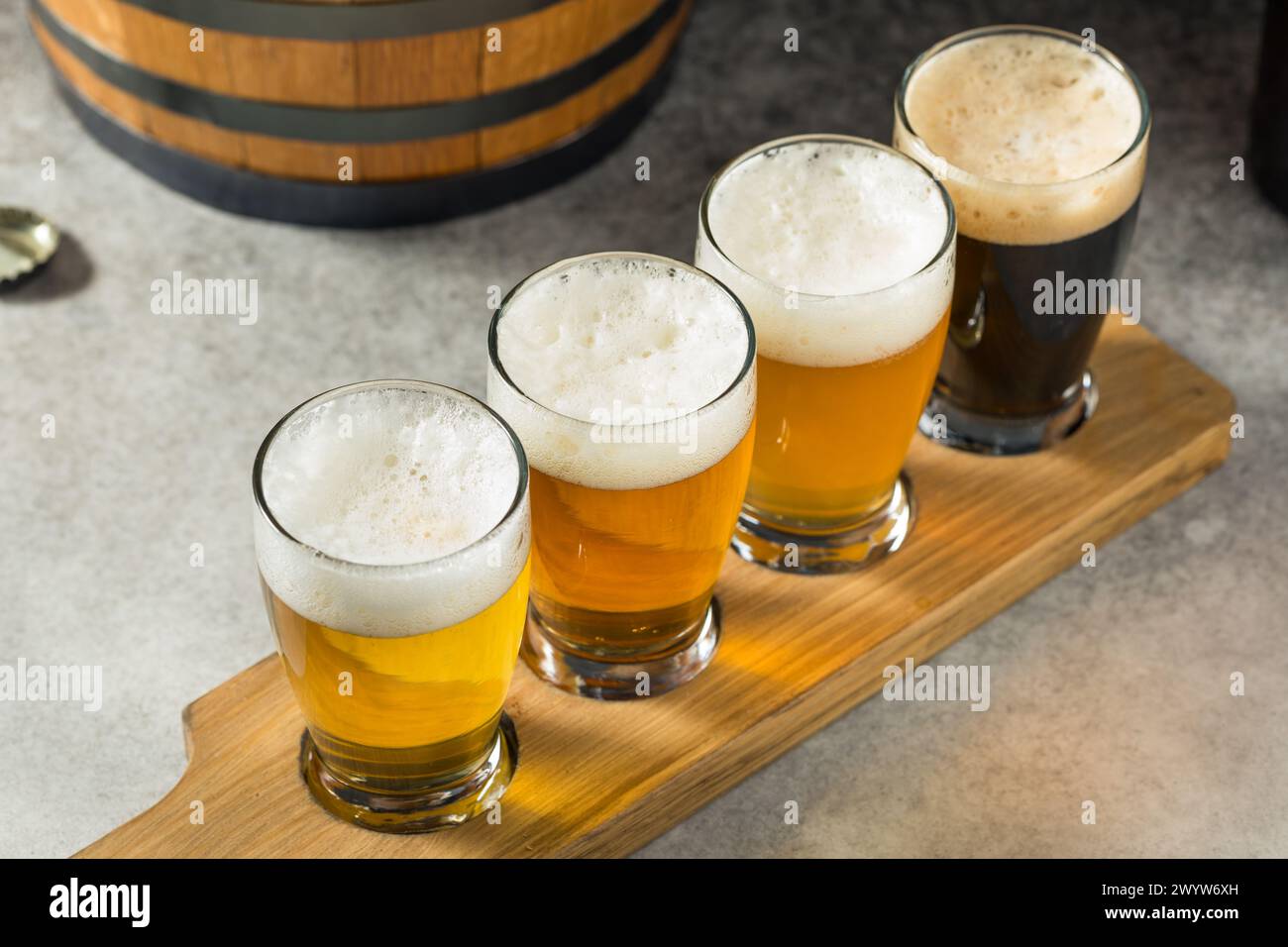 Boozy Refreshing Cold Craft Beer Flight with an IPA and Lager Stock ...