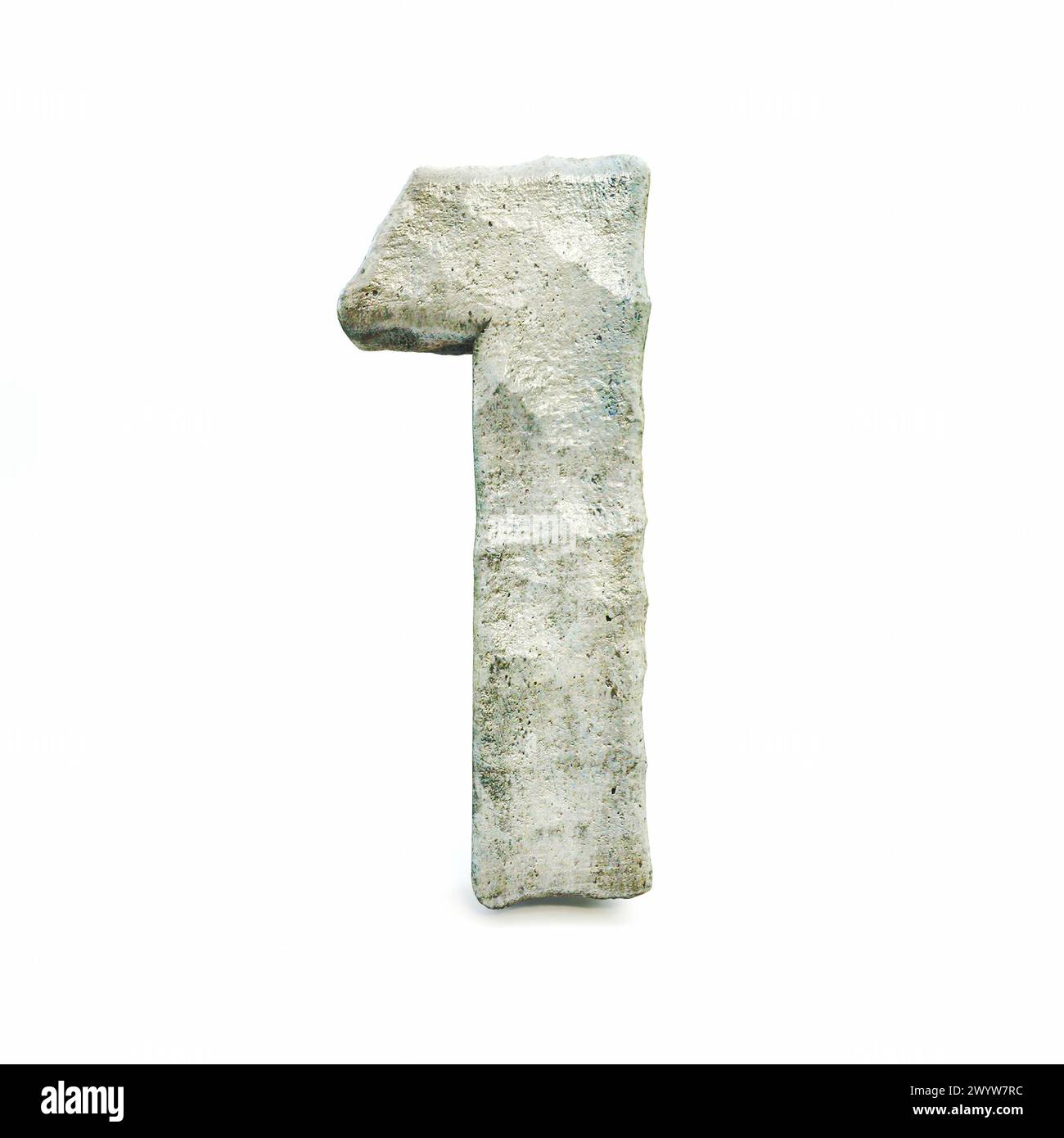 Stone font Number 1 ONE 3D rendering illustration isolated on white ...