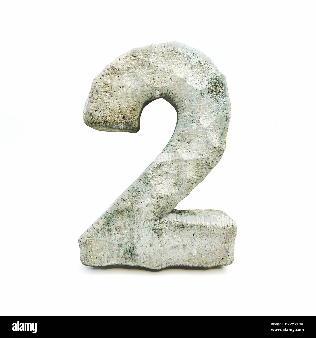 Stone font Number 2 TWO 3D rendering illustration isolated on white ...