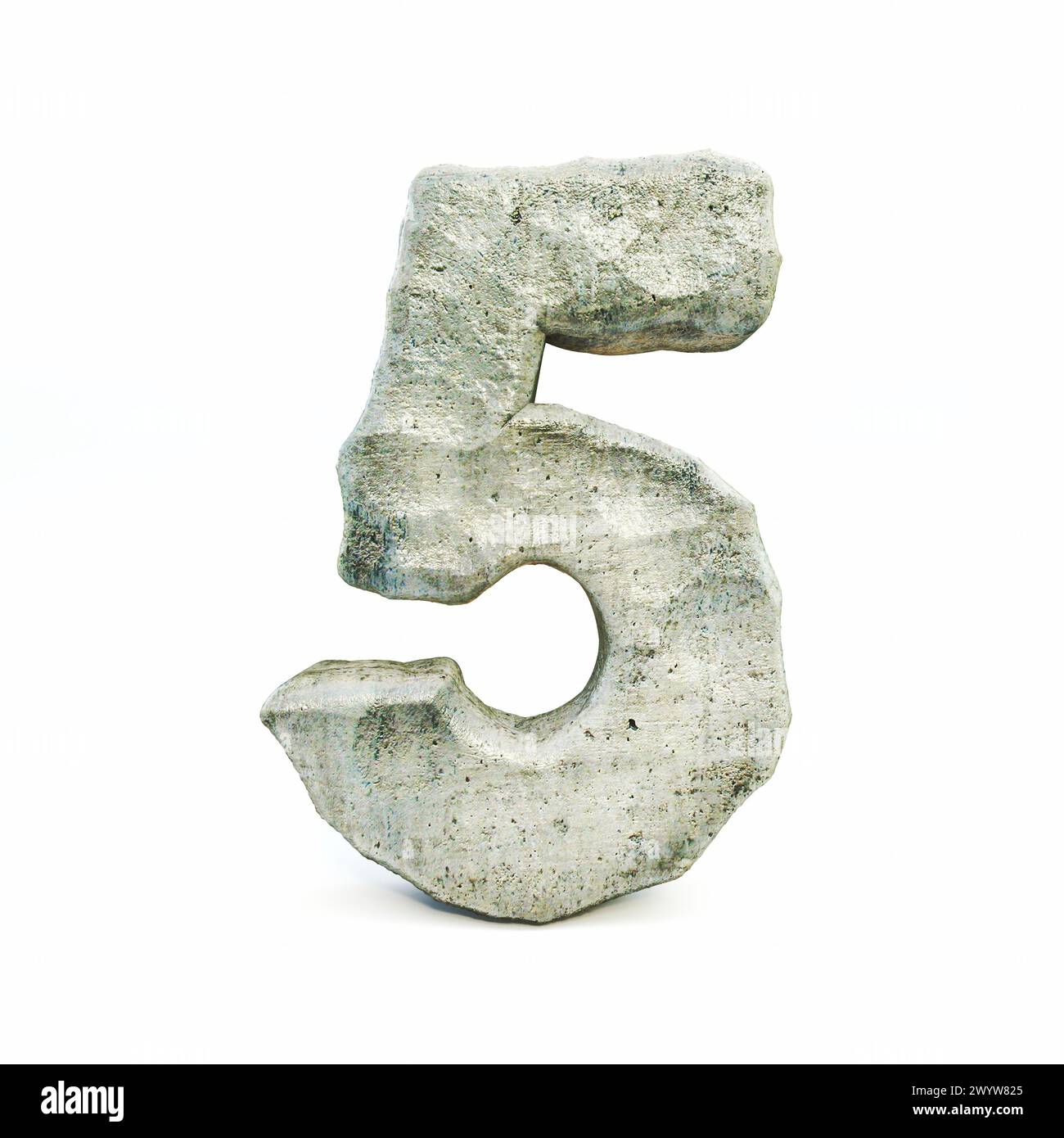 Stone font Number 5 FIVE 3D rendering illustration isolated on white ...