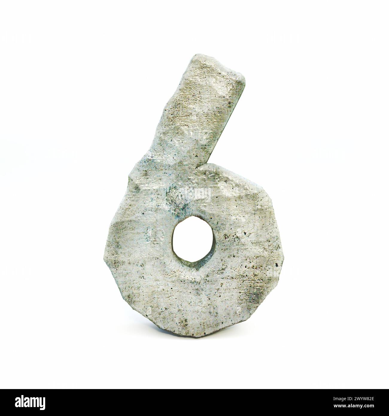 Stone font Number 6 SIX 3D rendering illustration isolated on white ...