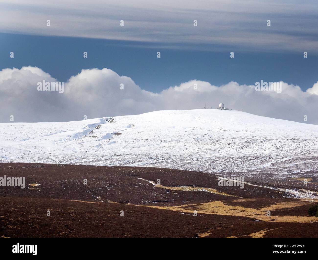 A radar dome on Great Dun Fell, in the North Pennines, Cumbria, UK ...