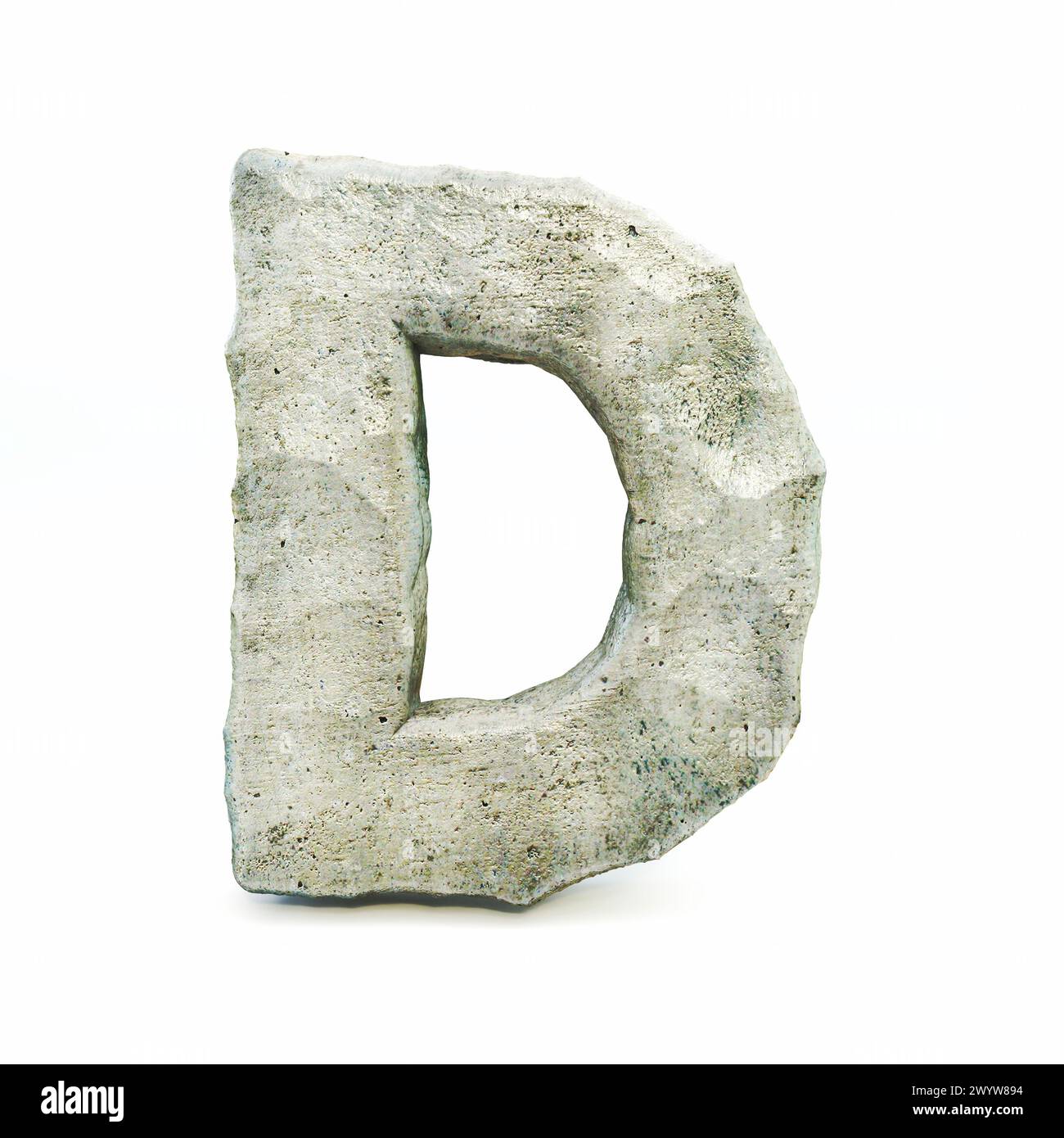 Stone font Letter D 3D rendering illustration isolated on white ...