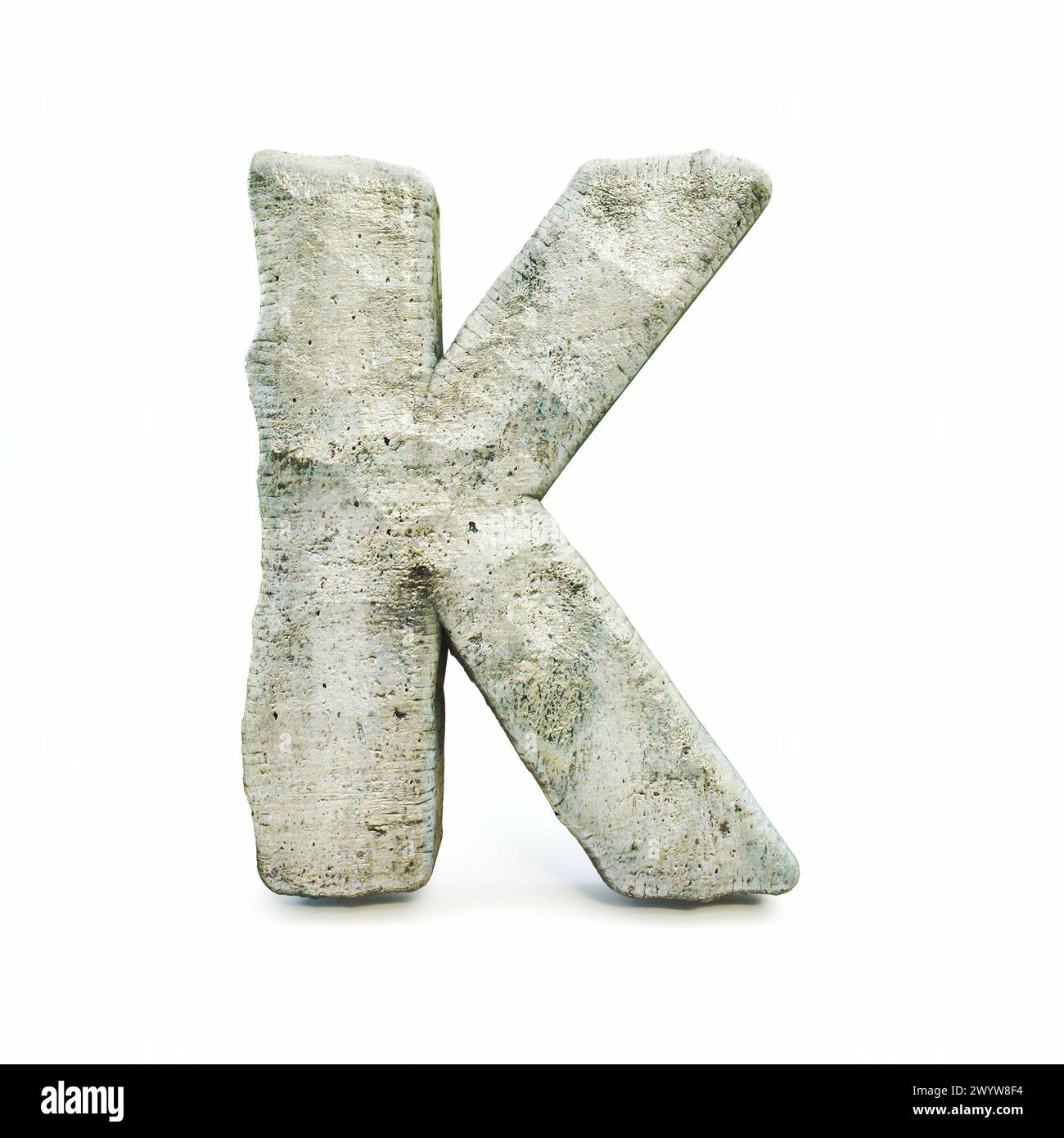 Stone font Letter K 3D rendering illustration isolated on white ...