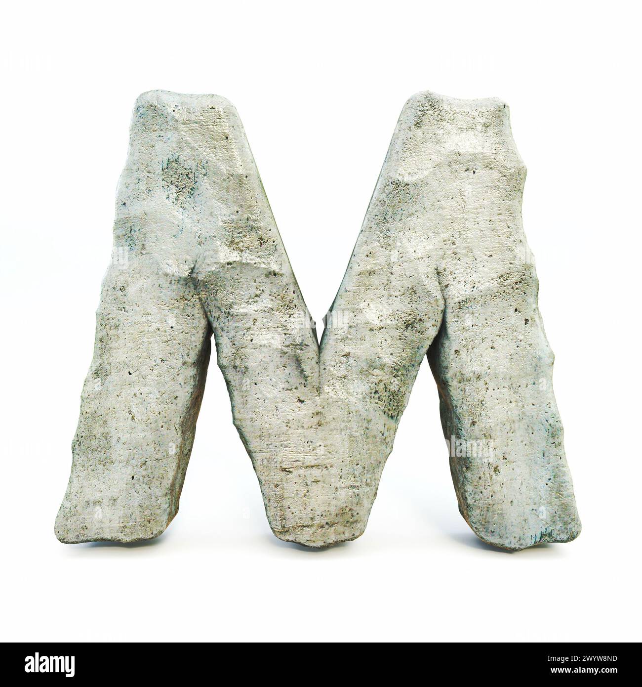 Stone font Letter M 3D rendering illustration isolated on white ...