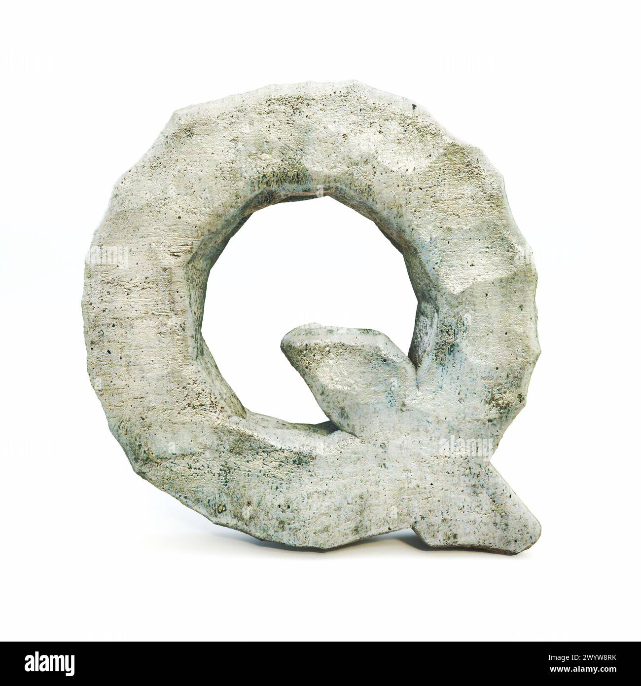 Stone font Letter Q 3D rendering illustration isolated on white background Stock Photo - Alamy
