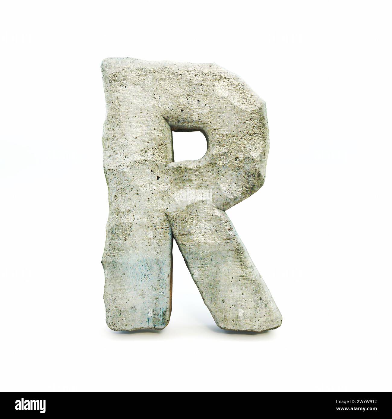 Stone font Letter R 3D rendering illustration isolated on white ...