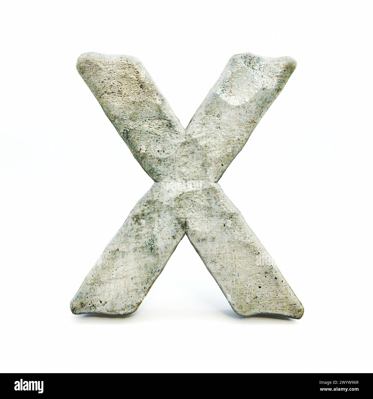 Stone font Letter X 3D rendering illustration isolated on white ...
