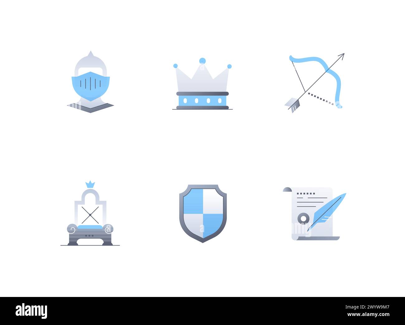 Knights and kings - flat design style icons set Stock Vector Image ...