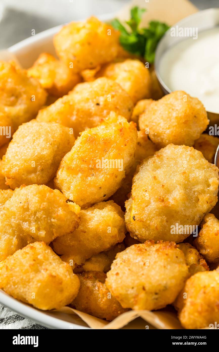 Homemade Deep Fried Wisconsin Cheese Curds with Dipping Sauce Stock ...
