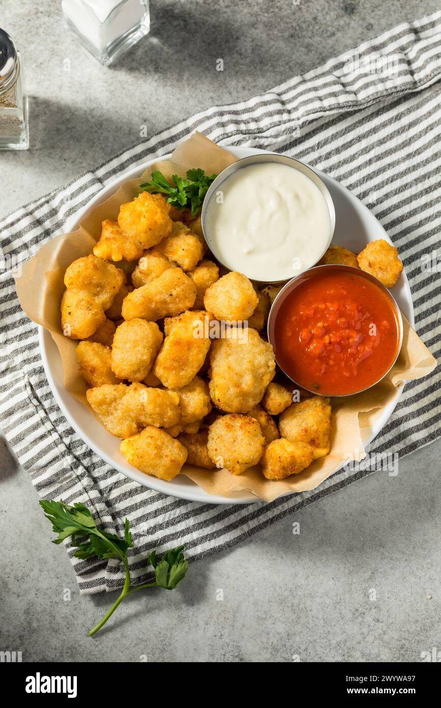 Homemade Deep Fried Wisconsin Cheese Curds with Dipping Sauce Stock ...